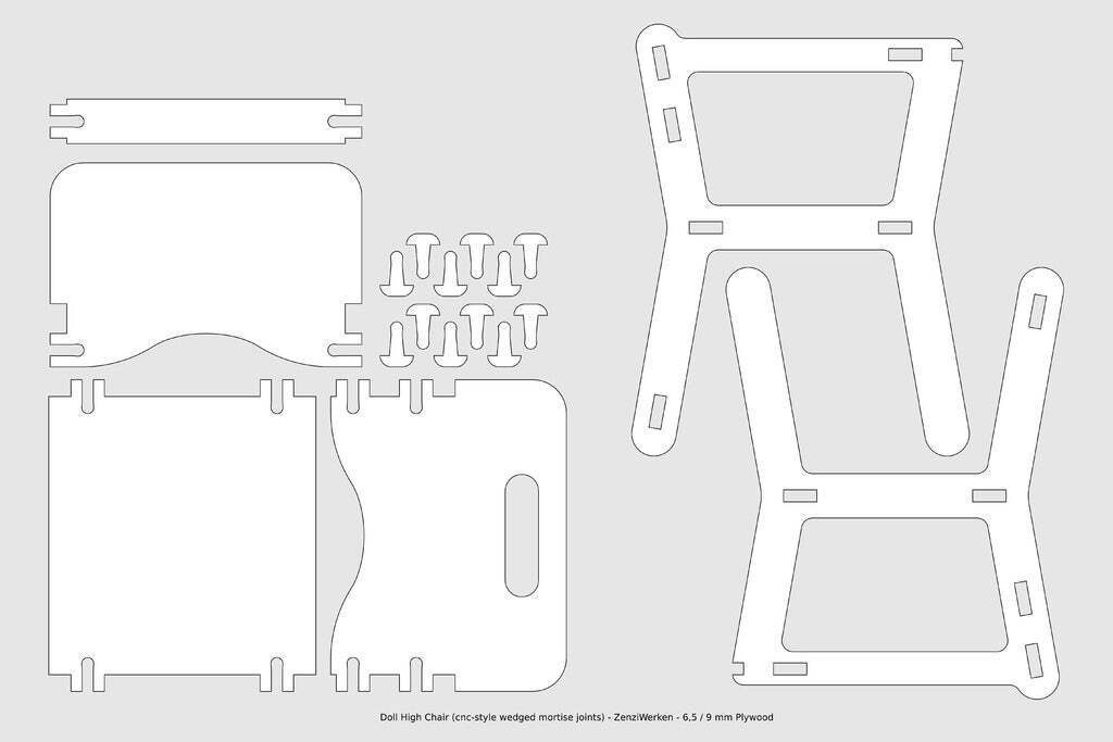 Free STL file Doll High Chair [cnc-style wedged mortise joints] 🪑 ・3D ...