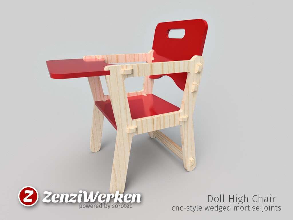 Free STL file Doll High Chair [cnc-style wedged mortise joints] 🪑 ・3D ...