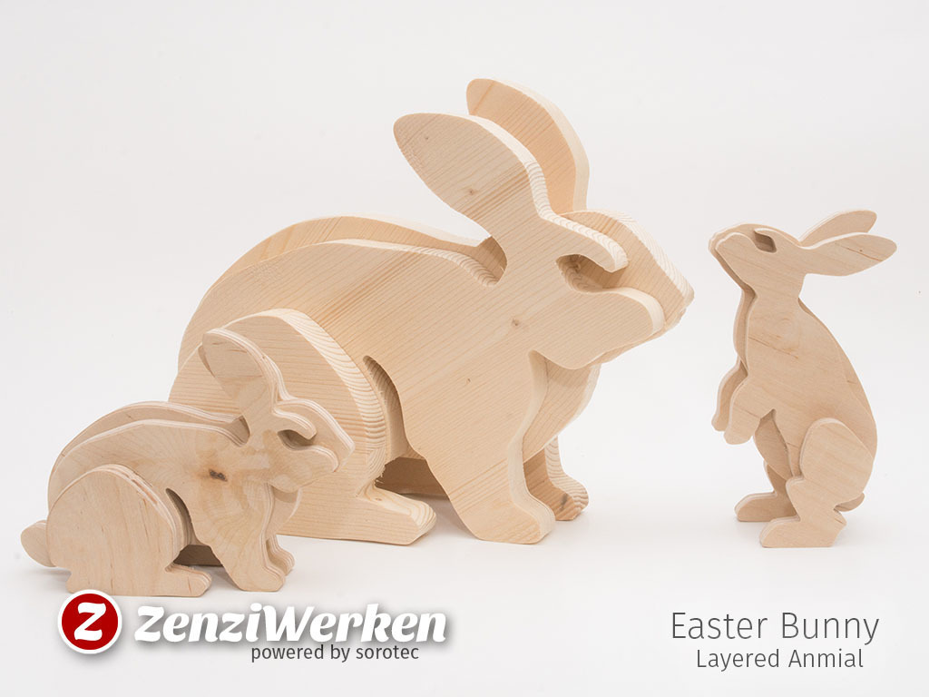 Fichier STL gratuit Lapin de Pâques (assis/debout) 3-couches-animal cnc ...