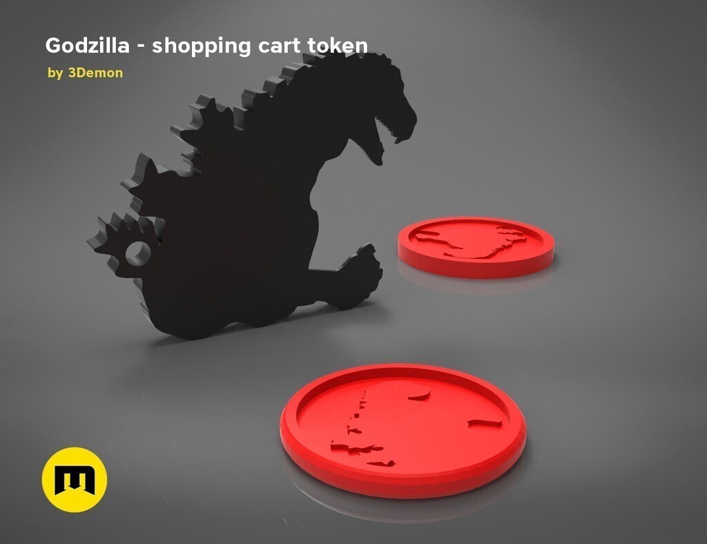 Free STL file Godzilla – shopping cart token 🛒 ・3D printable model to ...