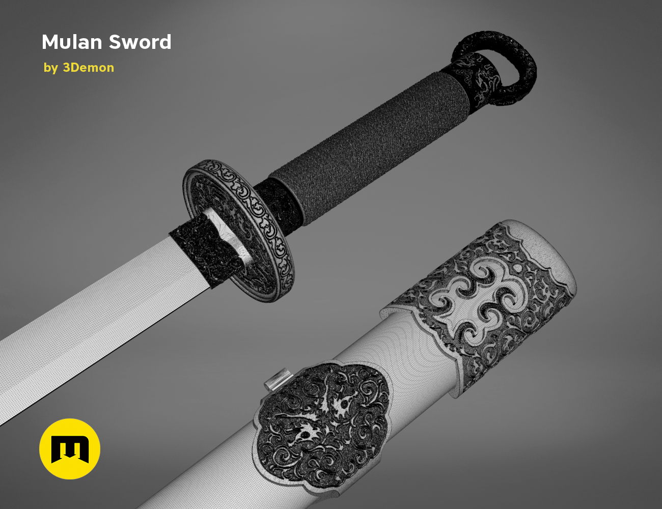 🗡️ Mulan Sword and Sheath・ 3D File for ・Cults