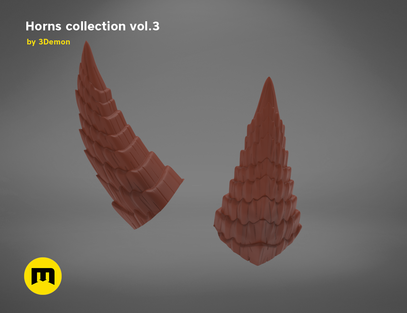 3D file Costume Horns collection 3 and mounting pins 🤘 ・3D printable ...