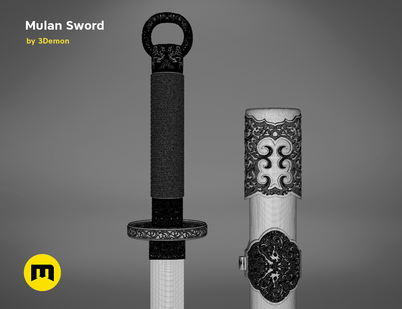 🗡️ Mulan Sword and Sheath・ 3D File for ・Cults