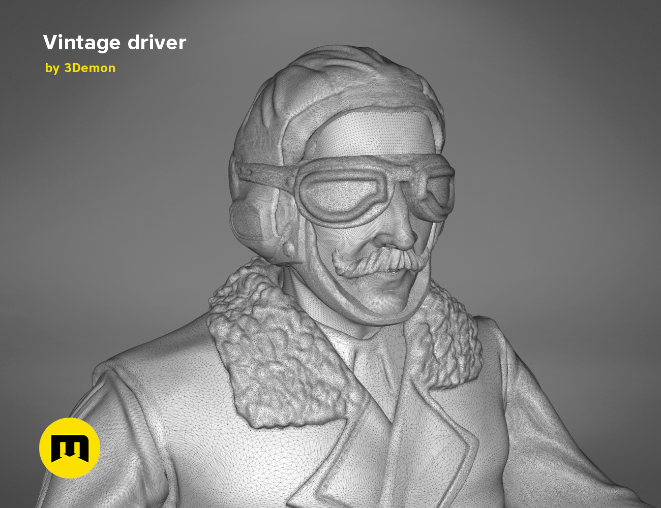 🚗 Vintage driver・ STL File for 3D printing・Cults