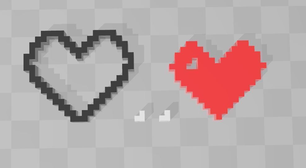️‍🔥 Minecraft heart_Low poly Valentine model・Free STL File for ・Cults