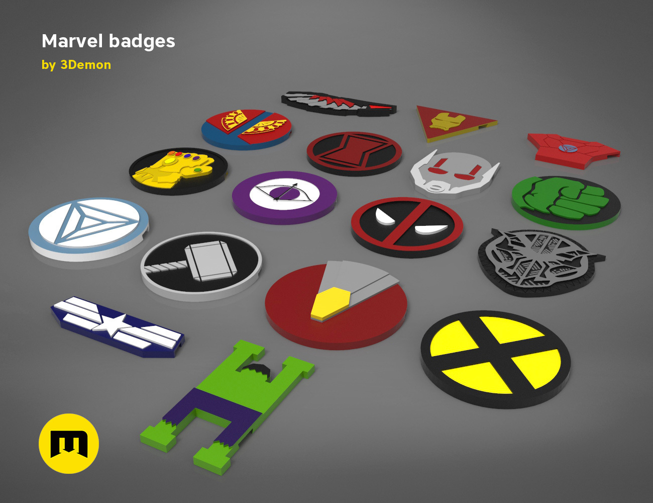 Archivo 3D Insignias Marvel Impresión simple en color 🎨 ・Objeto para ...