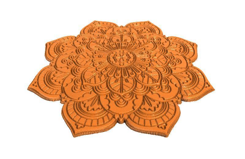 Archivo STL Flower mandala bas-relief 💐 ・Modelo de impresora 3D para ...