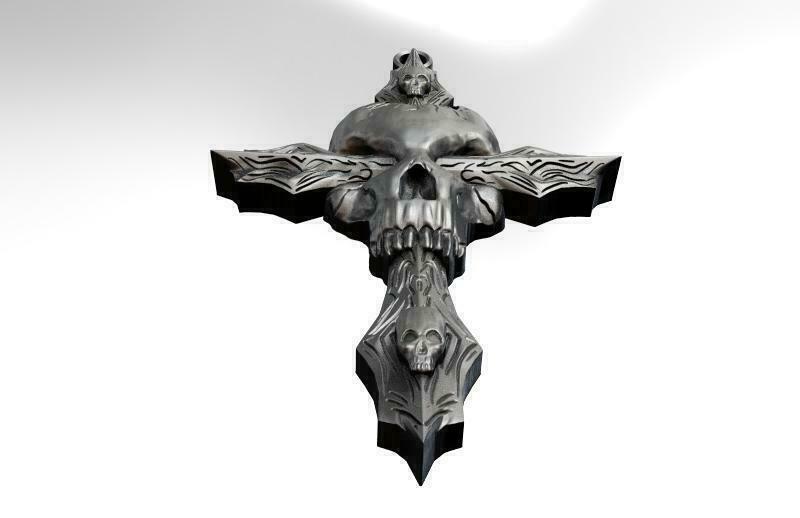 STL file skull cross pendant 💀 ・3D printable design to download・Cults