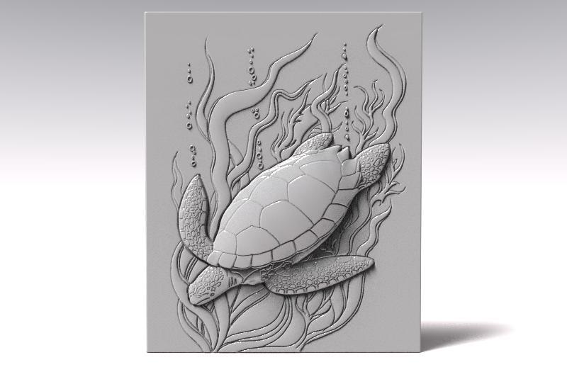 STL file Turtle bas-relief CNC 🐢 ・3D print design to download・Cults