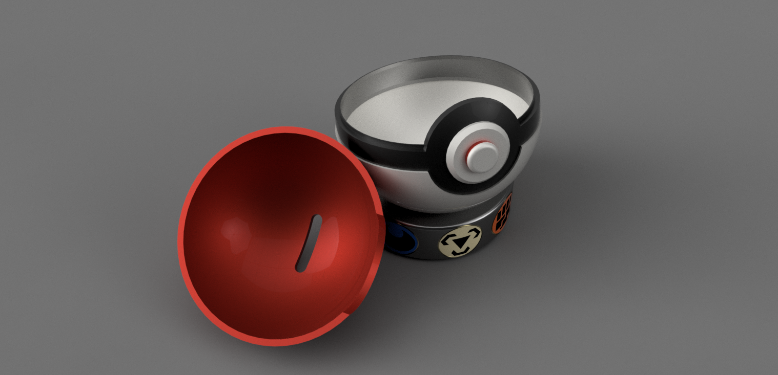 🐉 POKEMON THE POKEBALL PIGGY BANK WITH BASE・ STL File for ・Cults
