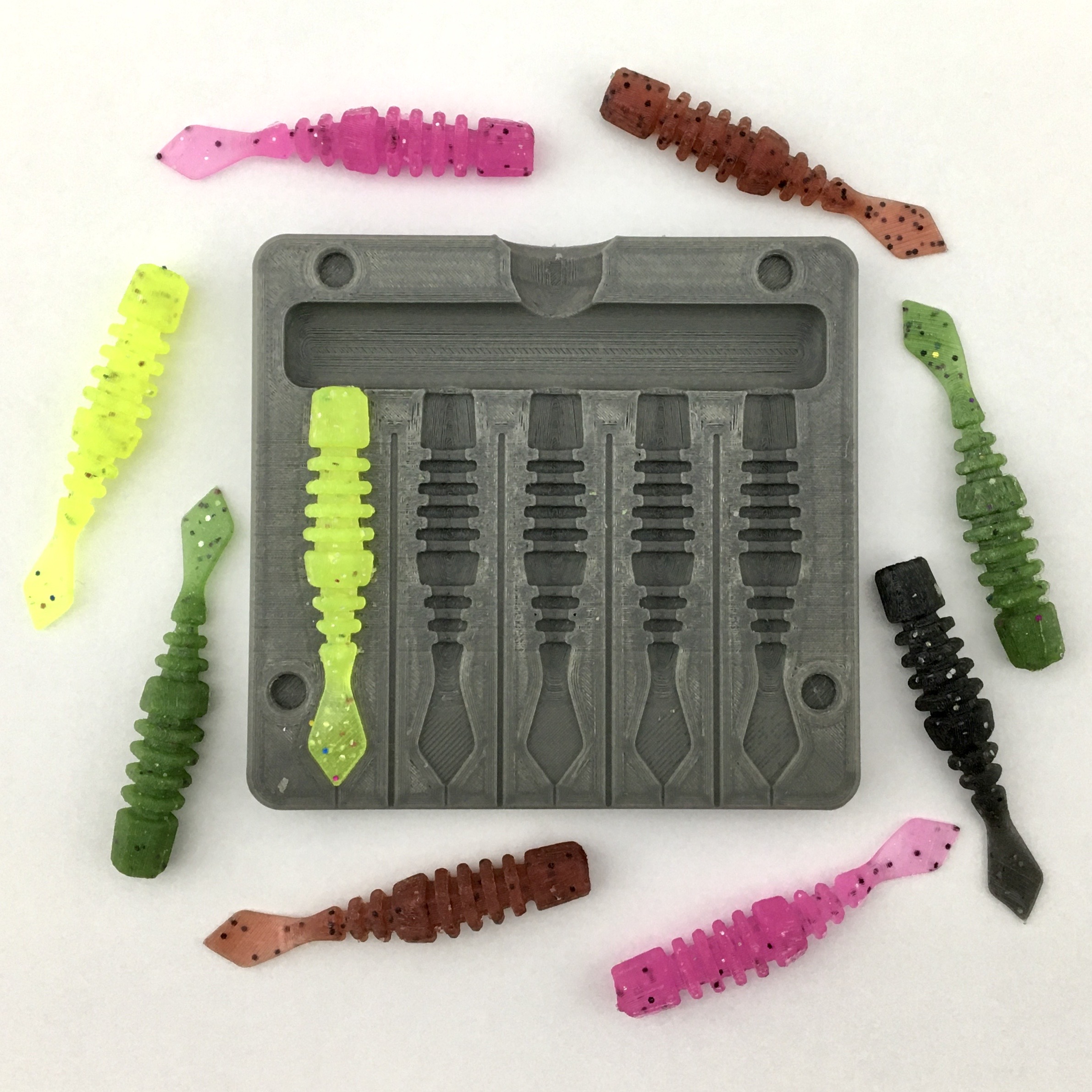 🎣 NED Hex Wrigglerz Soft Plastic Fishing Lure Molds・ STL File for ・Cults