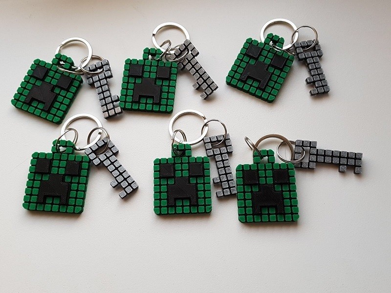 🗝️ Minecraft Creeper Keychain (single extruder)・Free STL File for ・Cults