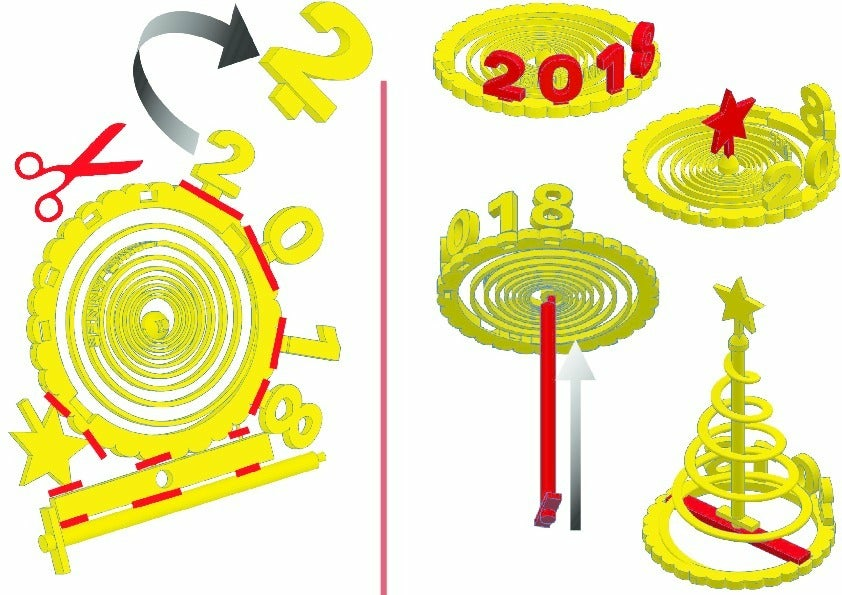 Free STL file Carte de Voeux 2018 - Geeting card 2018 🎨・3D printer ...