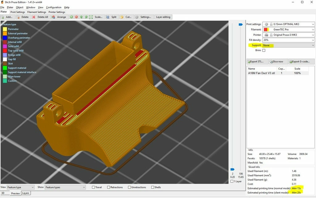 🔧 Geeetech A10M A20M - Better (angled) Fan Duct for easy printing・Free STL File for ・Cults
