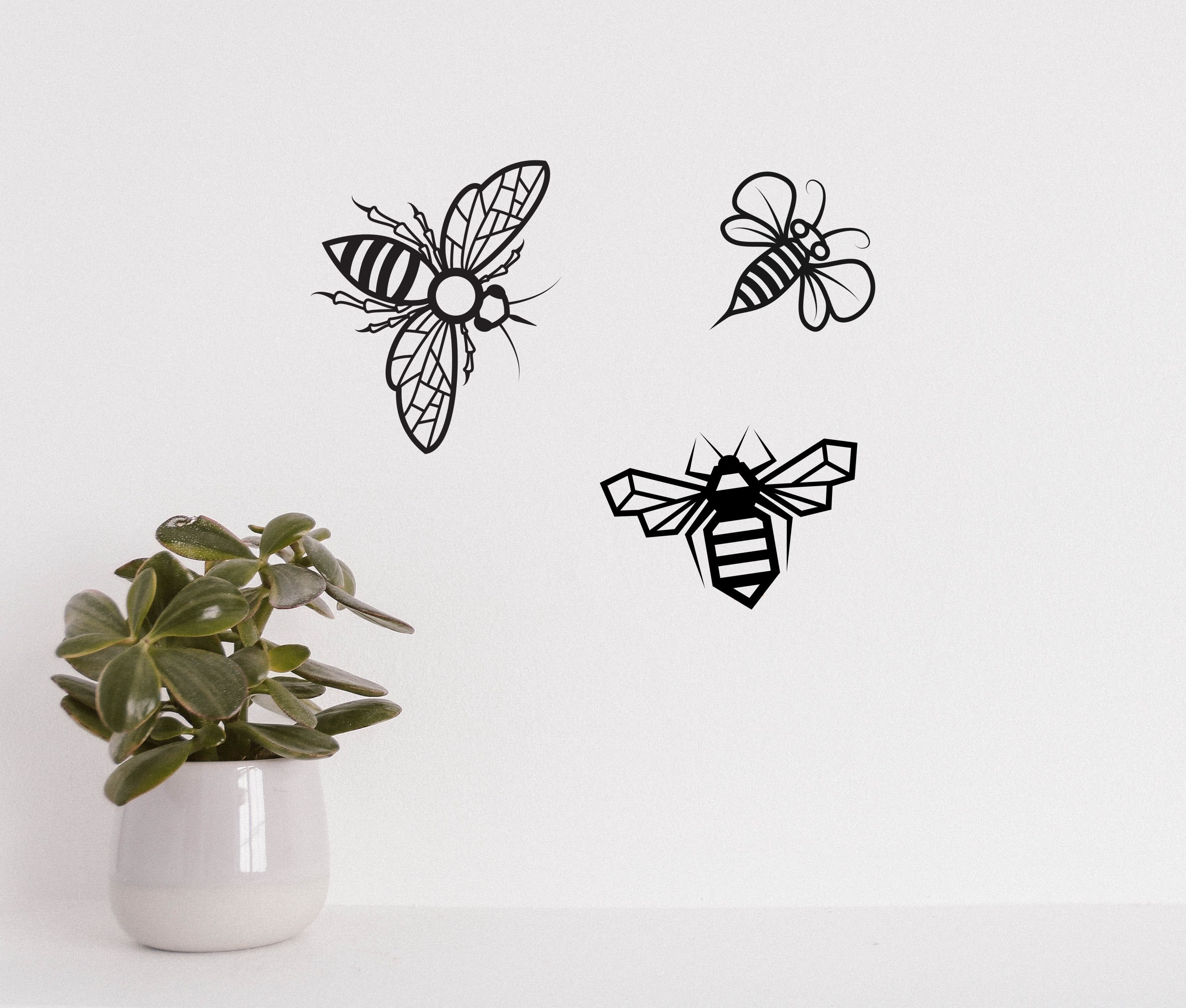 🐝 The Wasp Bee Pack LINE ART WALL SCULPTURE 2D・ STL File for ・Cults