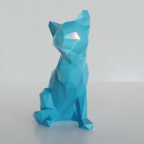🐱 Low poly sitting cat・ STL File for 3D printing・Cults