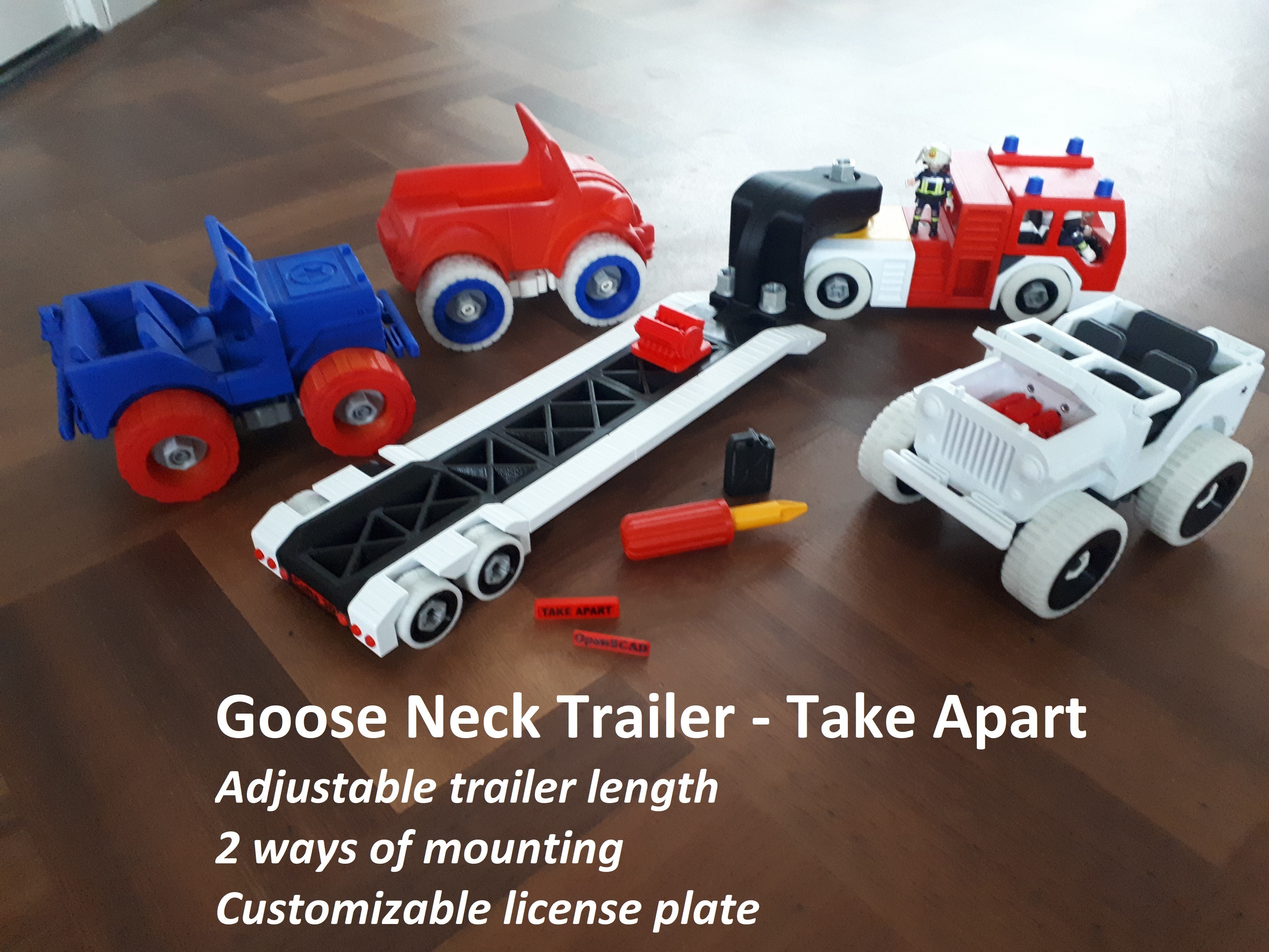 🚐 Gooseneck Trailer V2 - Take Apart・ 3D File for 3D printing・Cults