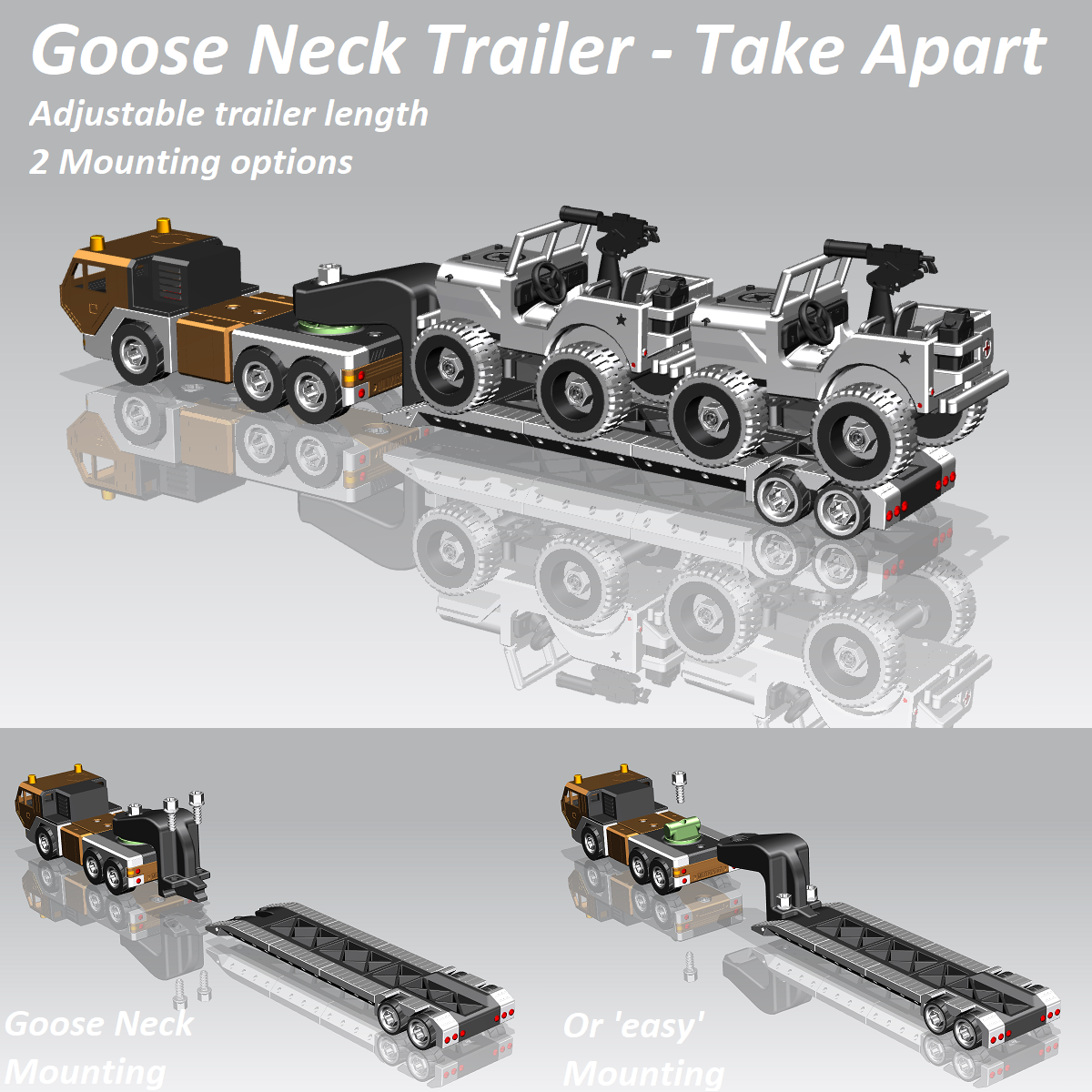 🚐 Gooseneck Trailer V2 - Take Apart・ 3D File for 3D printing・Cults