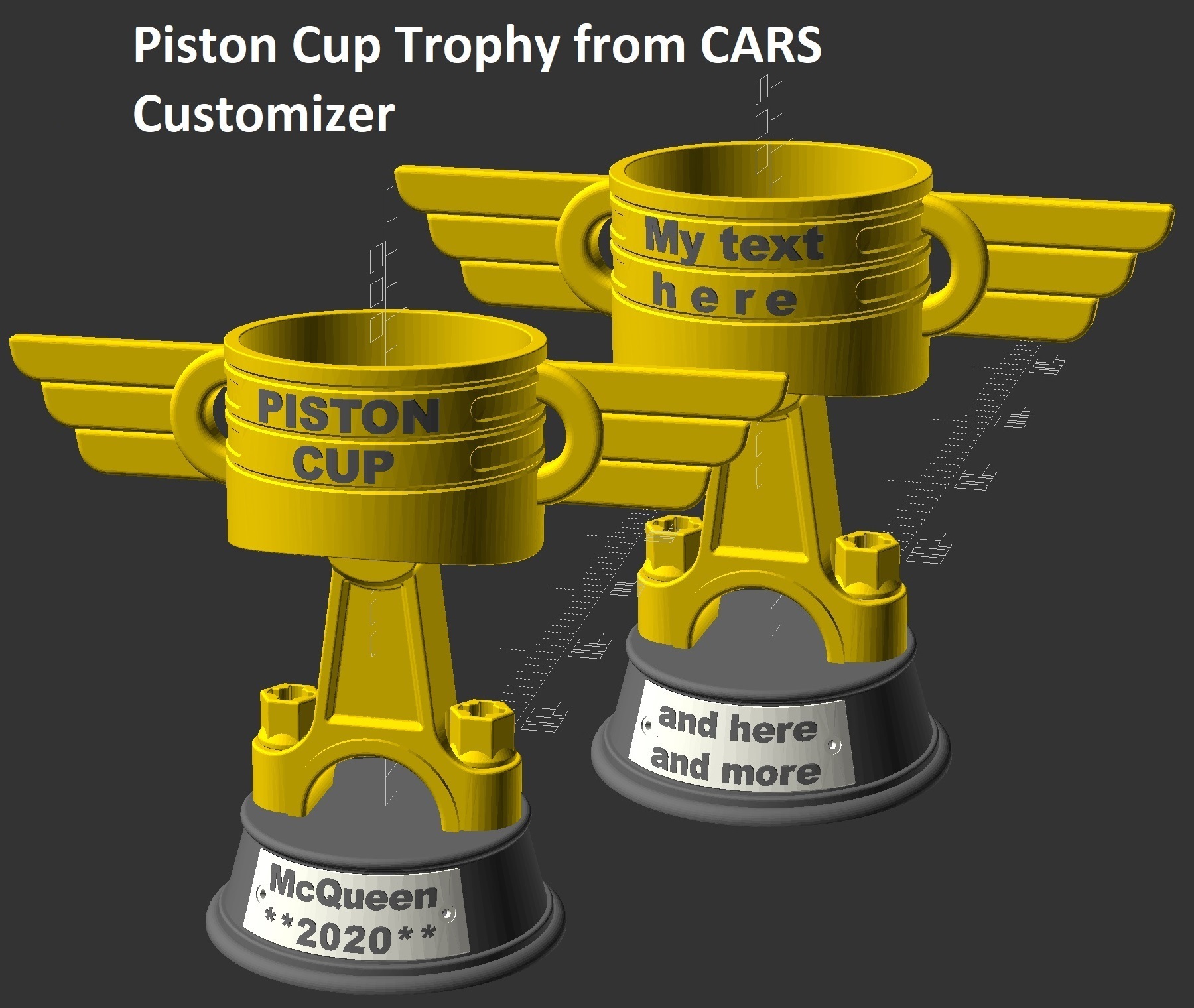 🏆 Piston cup trophy from Cars - Customizer version・ STL File for 3D ...
