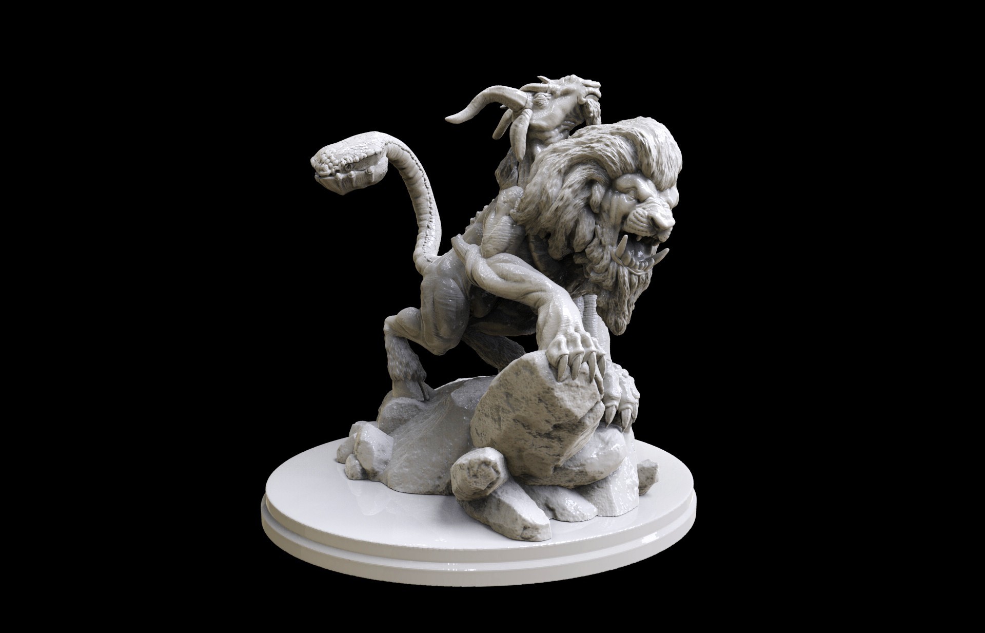 🗿 Chimera Sculpture・ STL File for ・Cults
