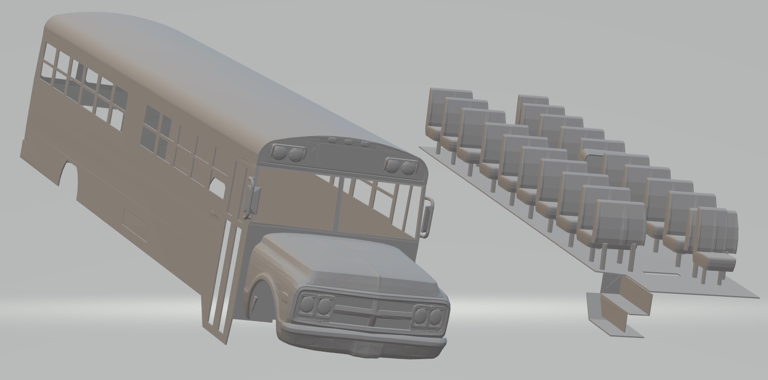 🏫 BlueBird School Bus 1972 Printable・ STL File for ・Cults