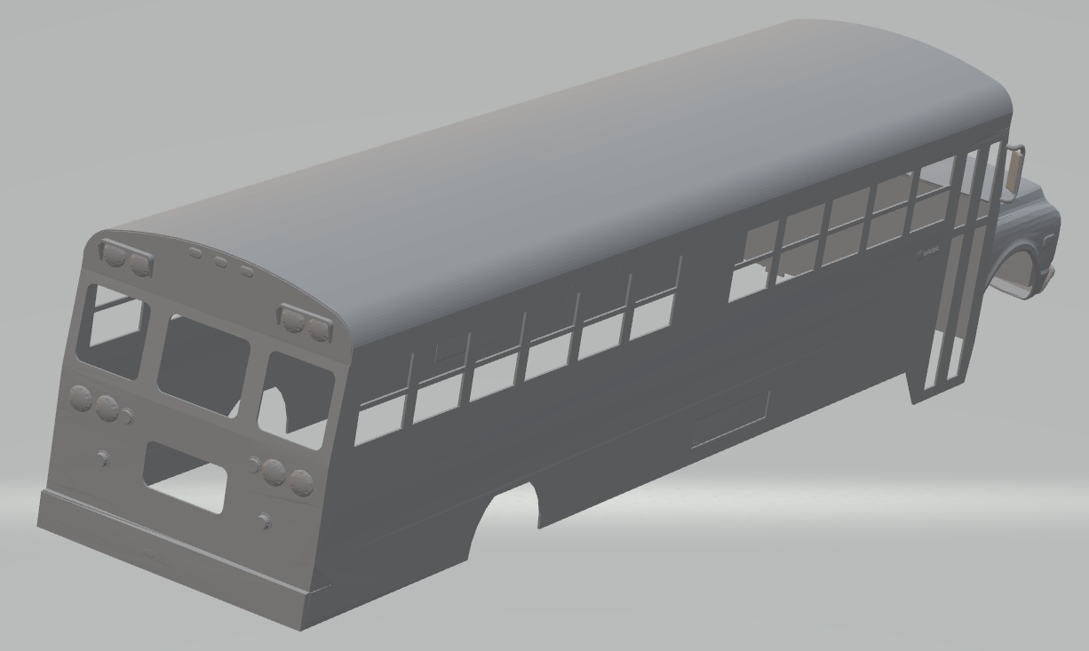 🏫 BlueBird School Bus 1972 Printable・ STL File for ・Cults