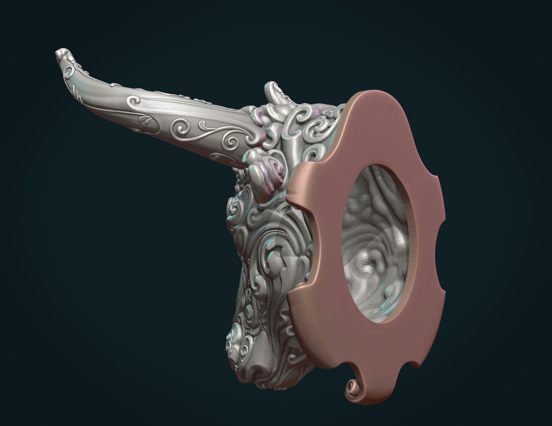 3D file Ornate Bull Head 🐂 ・3D printable model to download・Cults