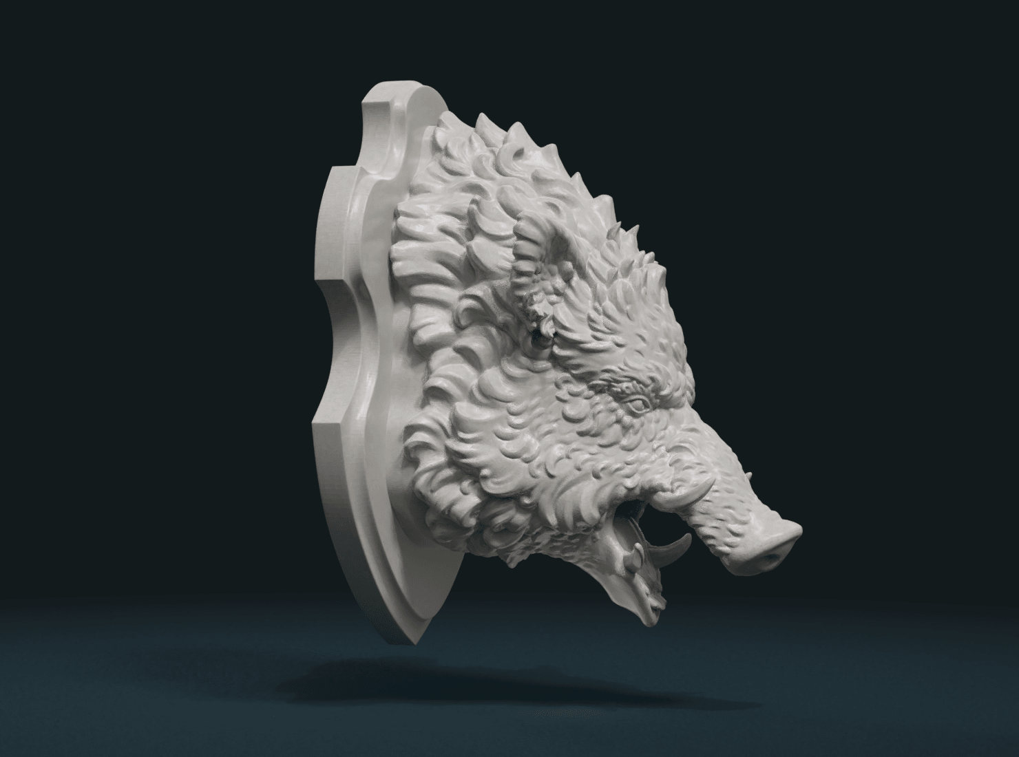 🐗 Wild Boar Mounted Head・ STL File for ・Cults