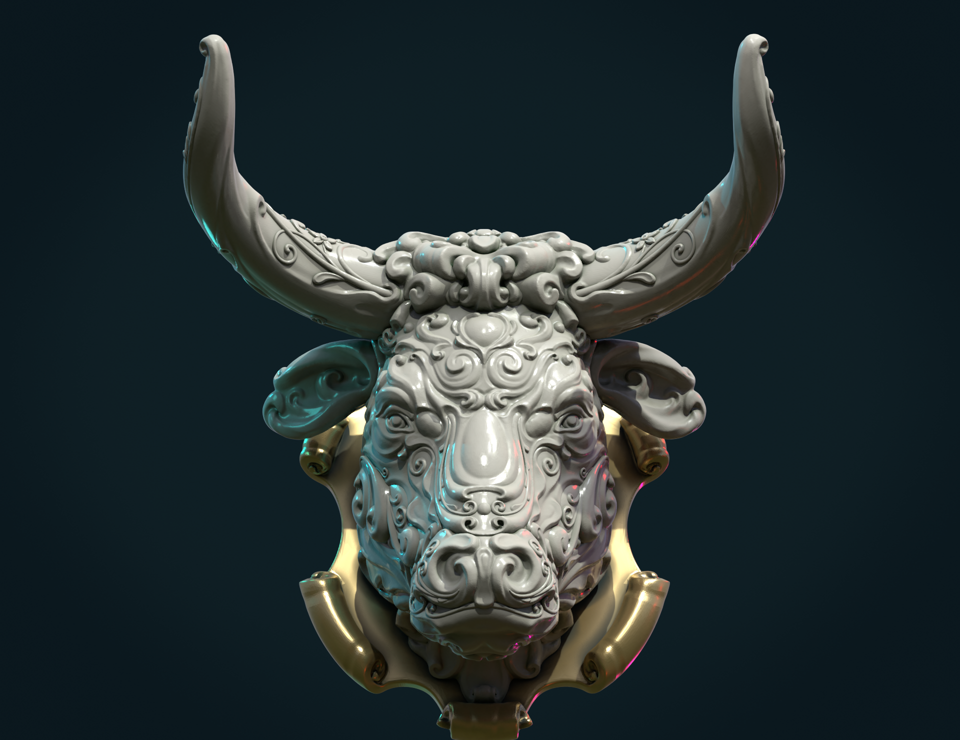 3D file Ornate Bull Head 🐂 ・3D printable model to download・Cults
