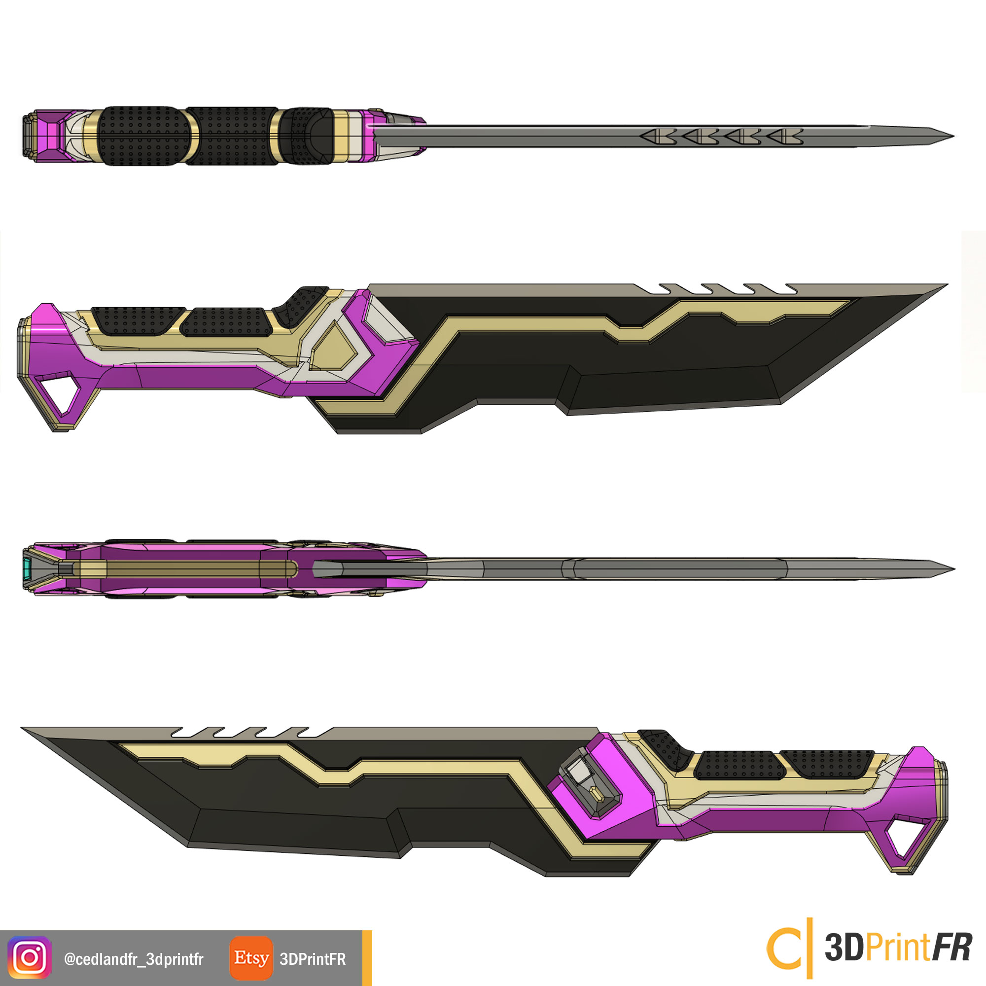 STL file Valorant réplique 1:1 FanArt de la Glitchpop Dagger 🗡️ ・Model ...