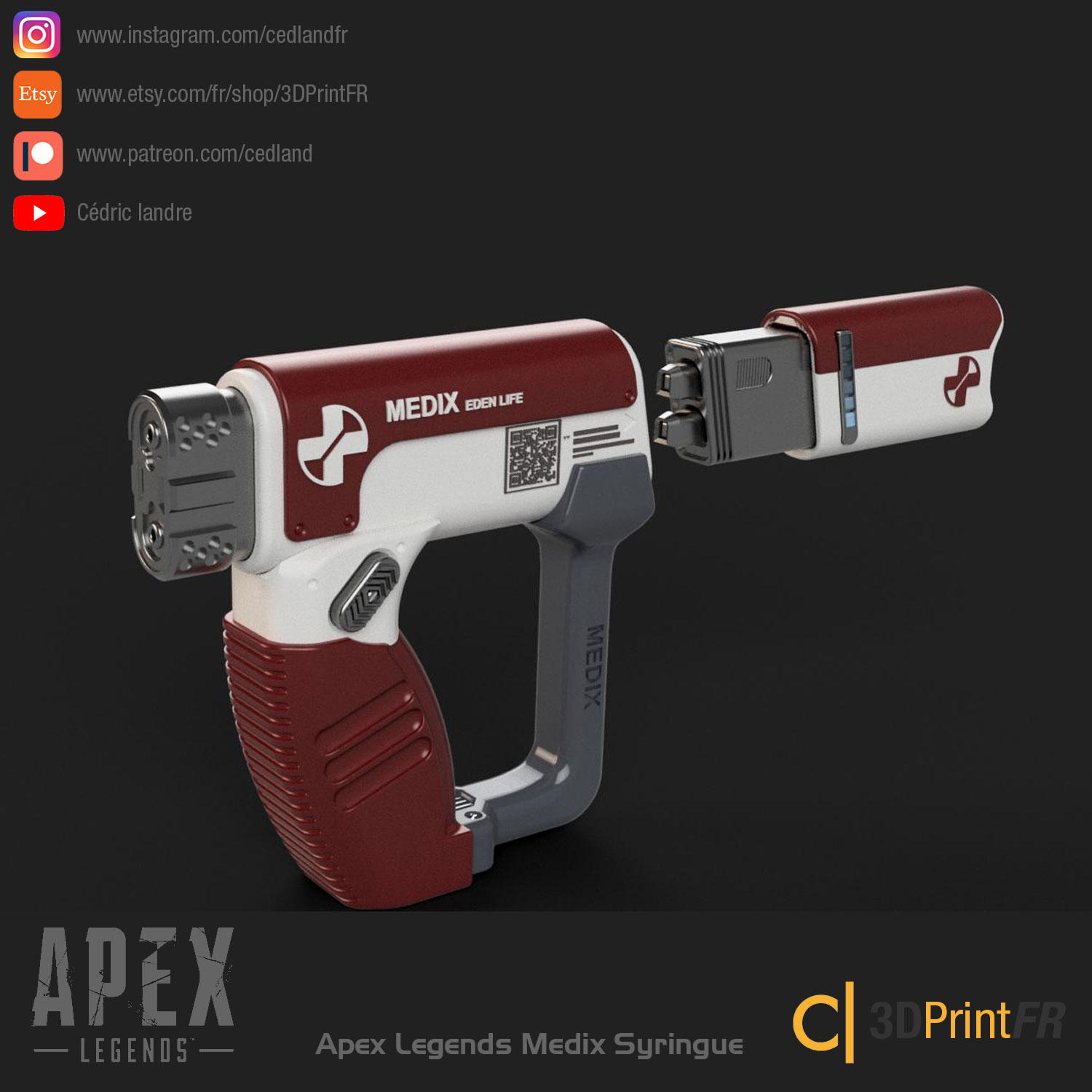 💉 Apex Legends 1:1 FanArt replica of the Medix Syringe・ 3D File for 3D ...