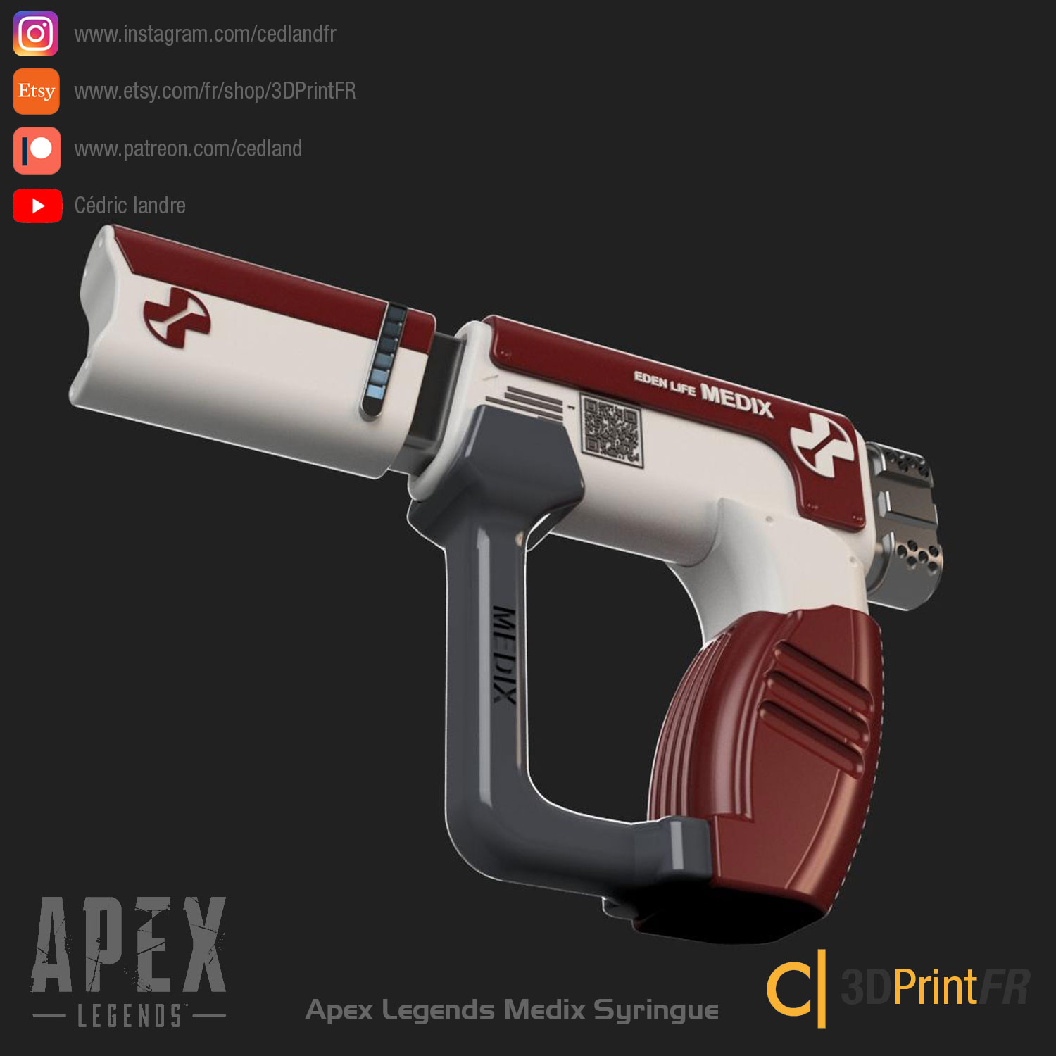 💉 Apex Legends 1:1 FanArt replica of the Medix Syringe・ 3D File for 3D ...