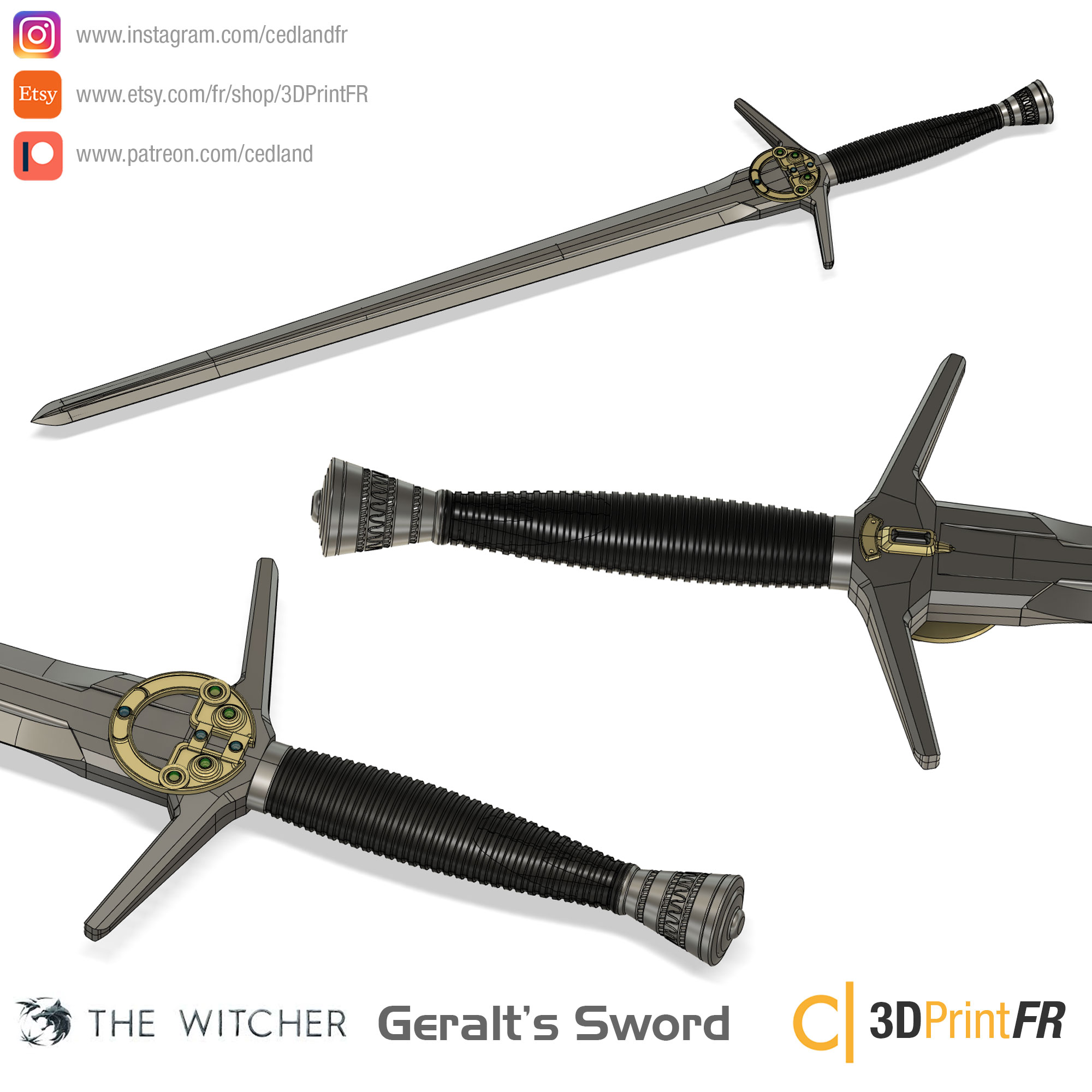 STL file The Witcher Geralt Sword 🗡️ ・3D printable model to download・Cults