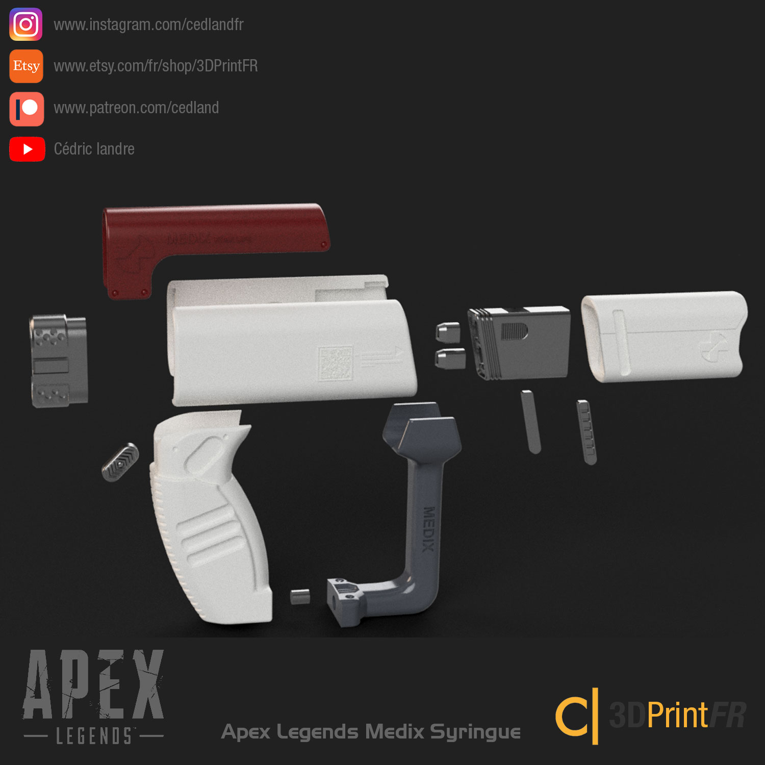 💉 Apex Legends 1:1 FanArt replica of the Medix Syringe・ 3D File for 3D ...