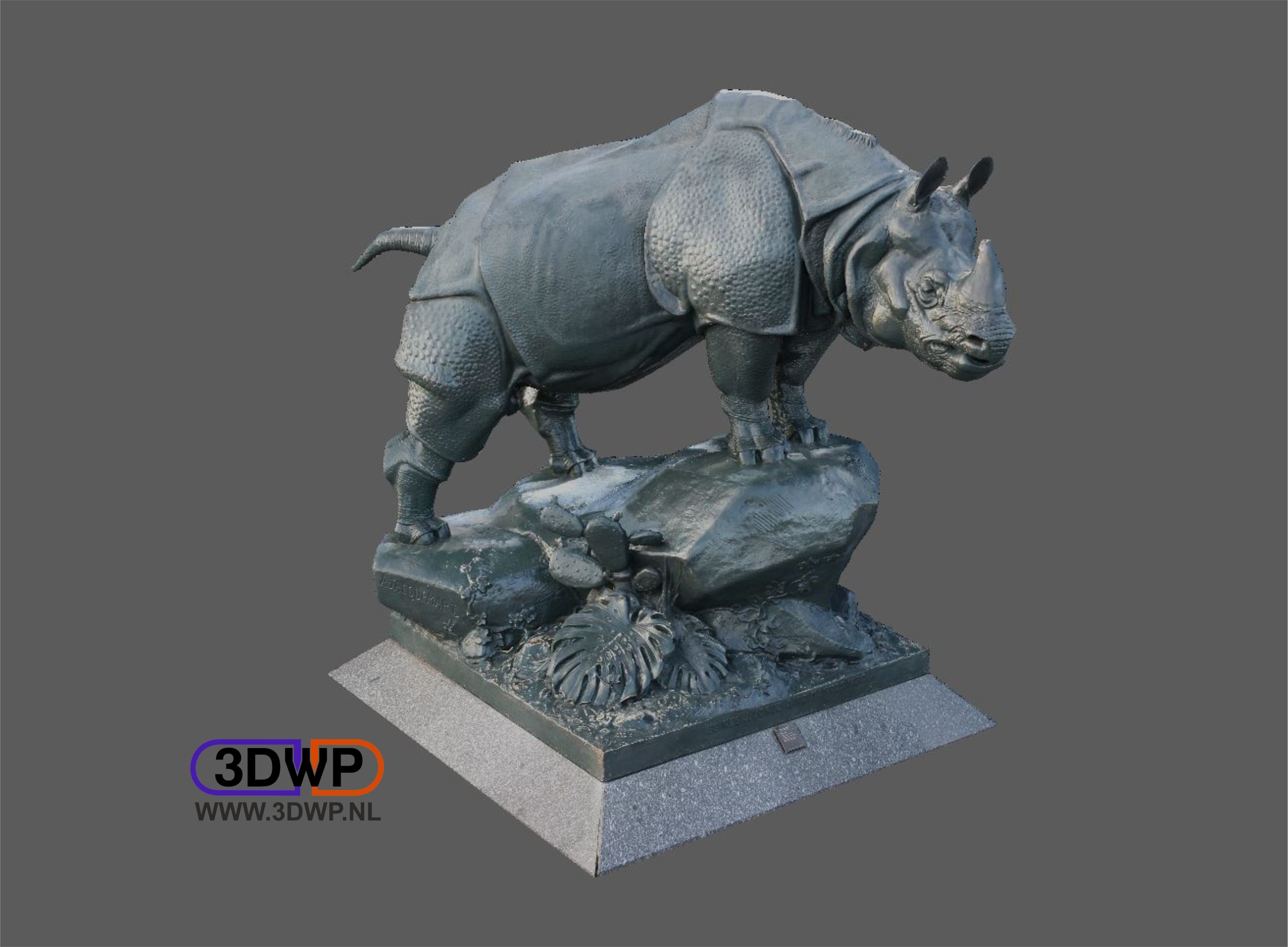 🦏 Rhino Statue 3D Scan (Alfred Jacquemart)・Free STL File for ・Cults
