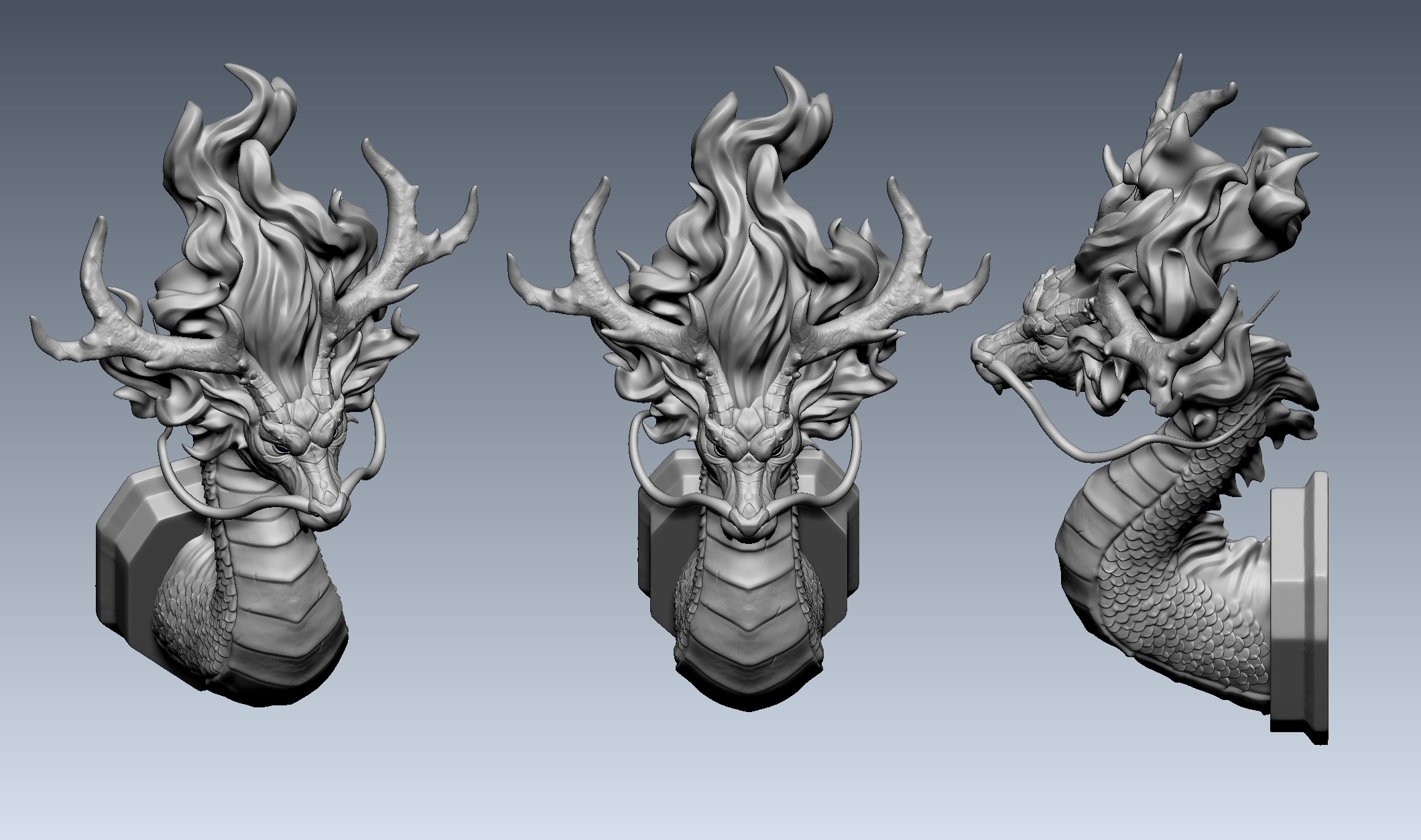 🐉 Dragon Portrait・Free STL File for ・Cults