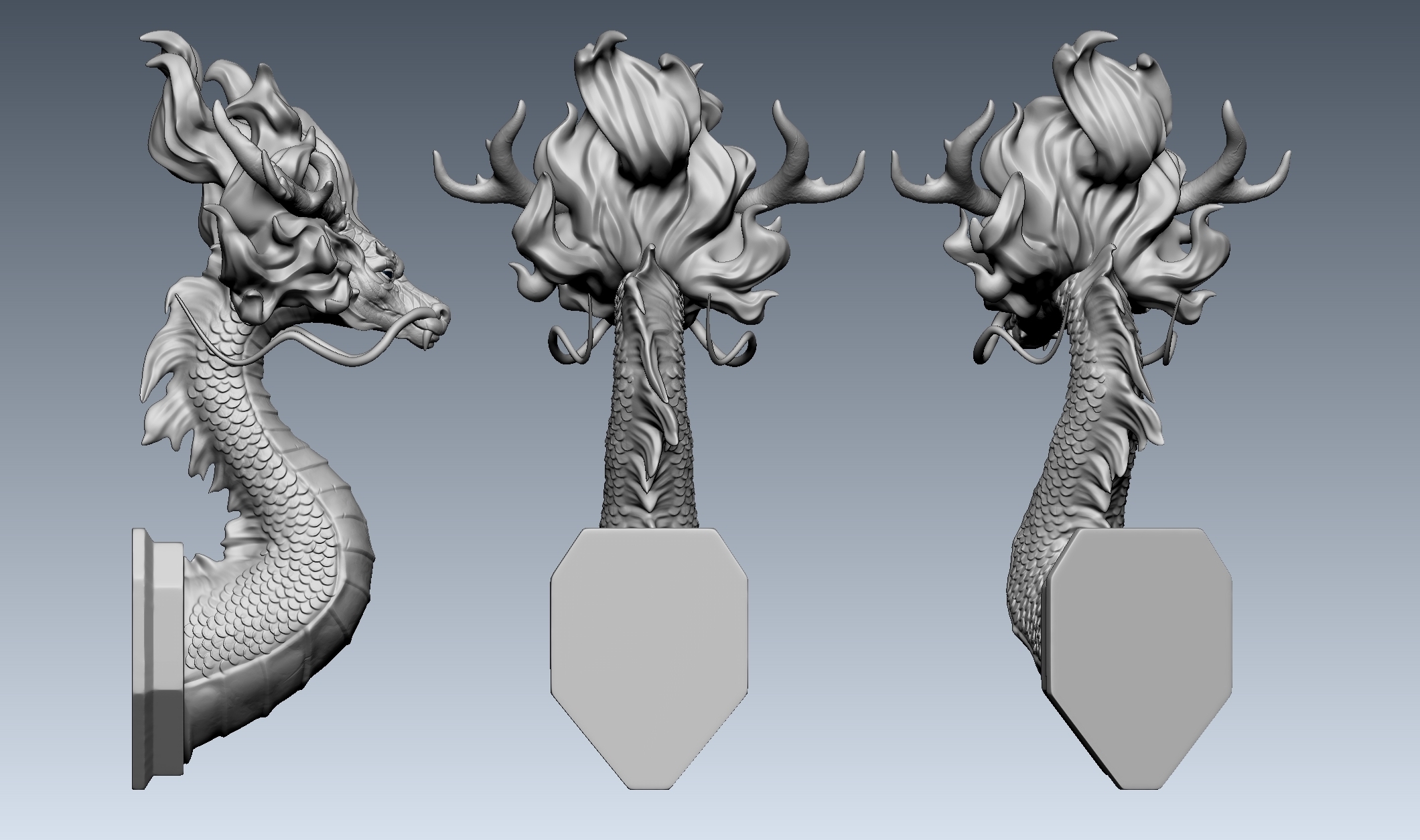 🐉 Dragon Portrait・Free STL File for ・Cults