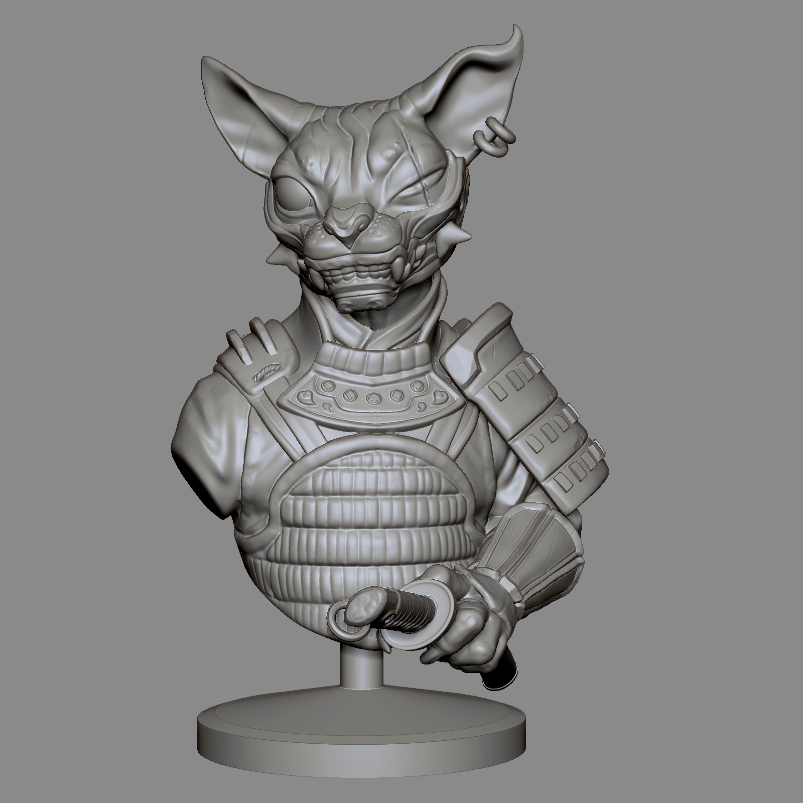 🐱 Cat Samurai x・ STL File for ・Cults