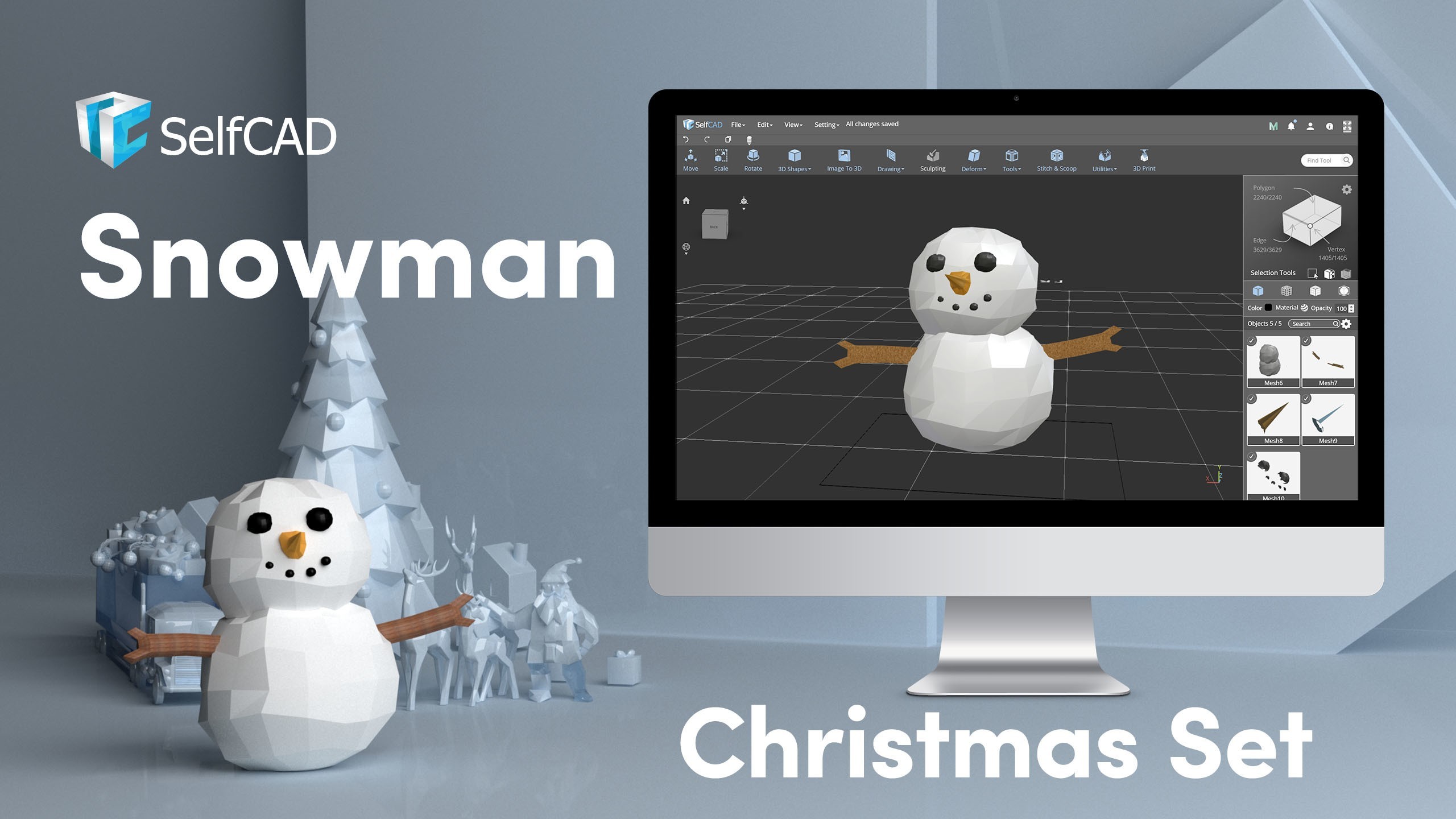 Free STL file Low poly Snowman ☃️ ・Design to download and 3D print・Cults