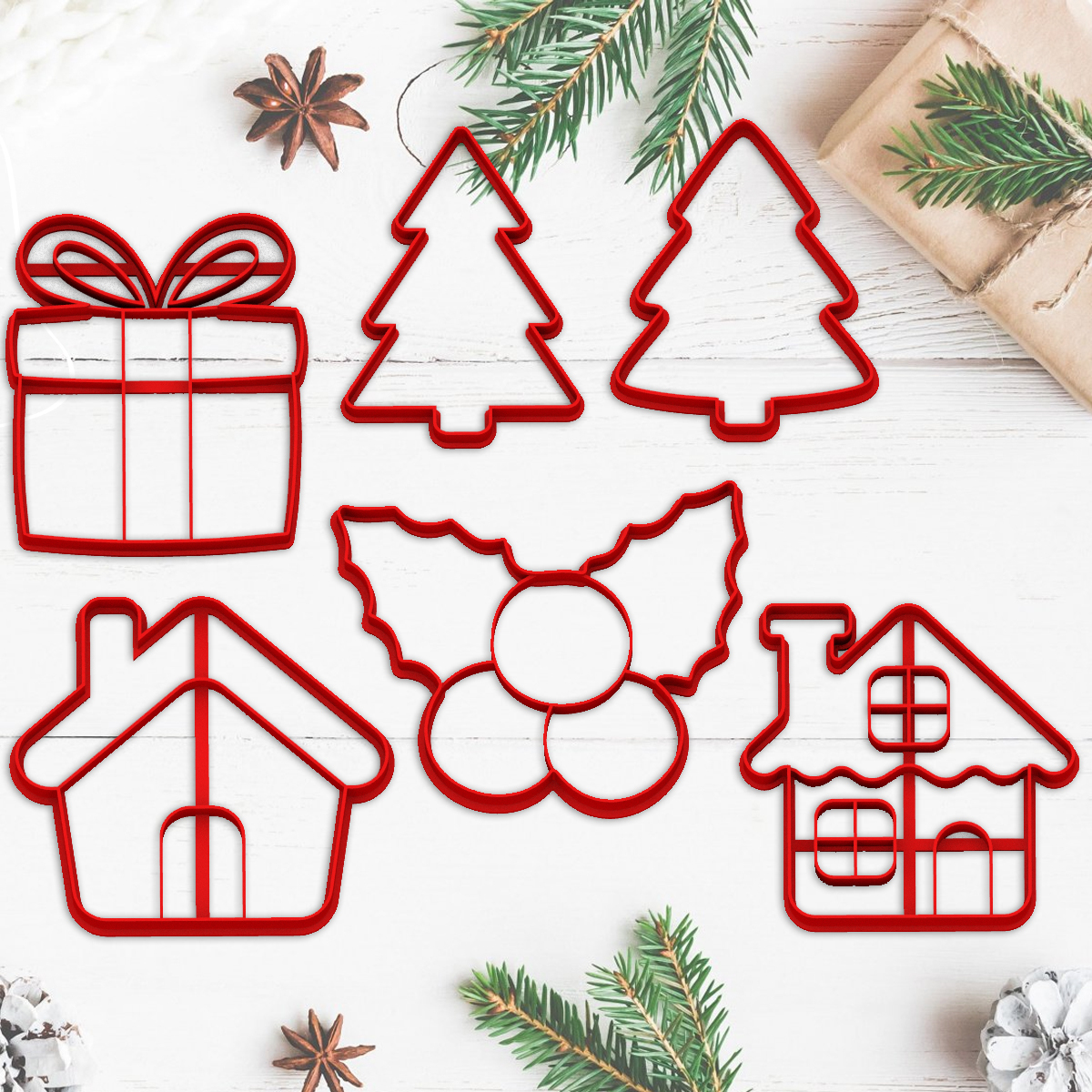 STL file CHRISTMAS - christmas cookie cutter - xmas party cookie cutter ...