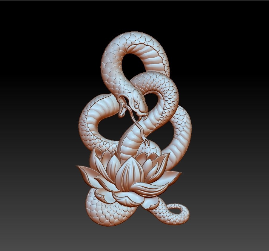 🐍 snake pendant model of bas-relief・Free STL File for ・Cults