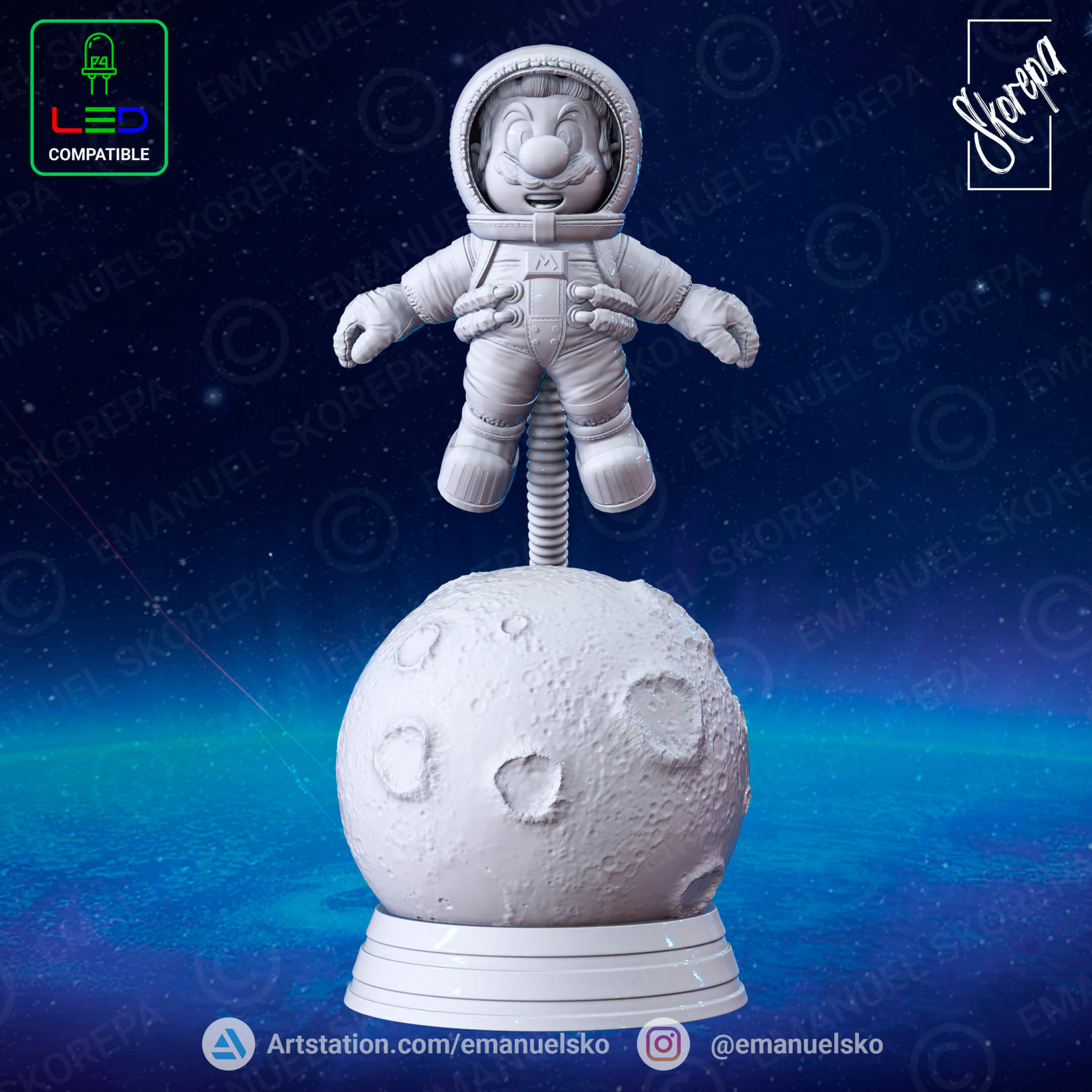 3D file Mario Astronaut Lamp 🧑‍🚀・3D printer model to download・Cults