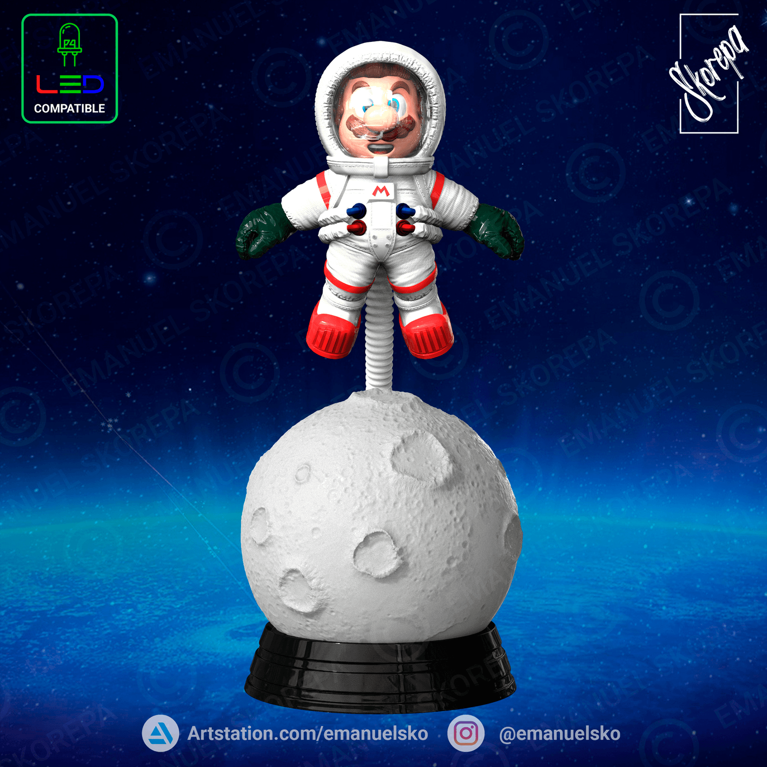 3D file Mario Astronaut Lamp 🧑‍🚀・3D printer model to download・Cults