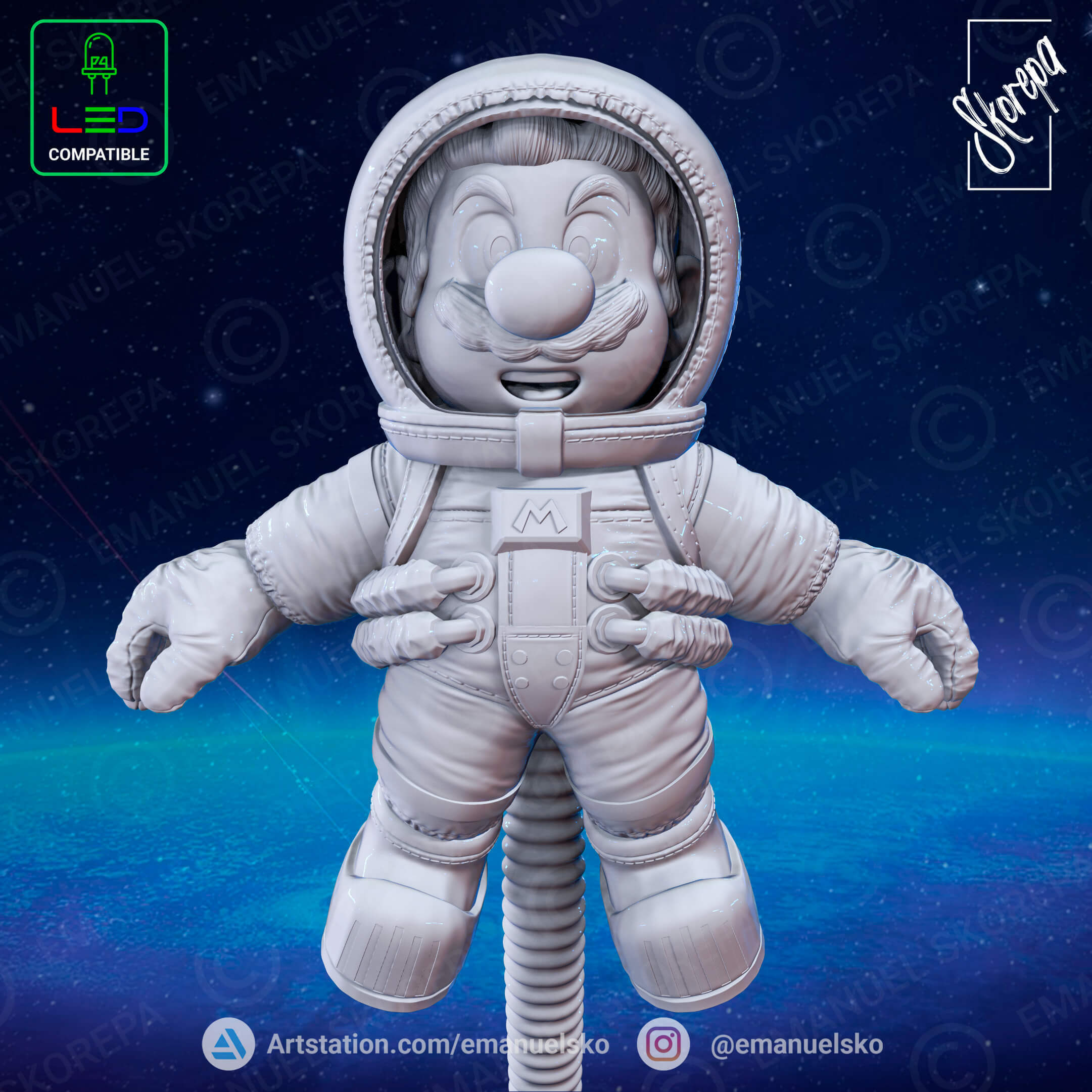 3D file Mario Astronaut Lamp 🧑‍🚀・3D printer model to download・Cults
