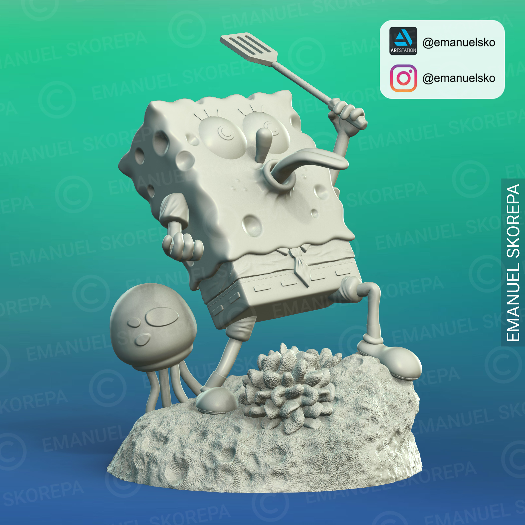 🦑 SPONGEBOB・ 3D File for ・Cults