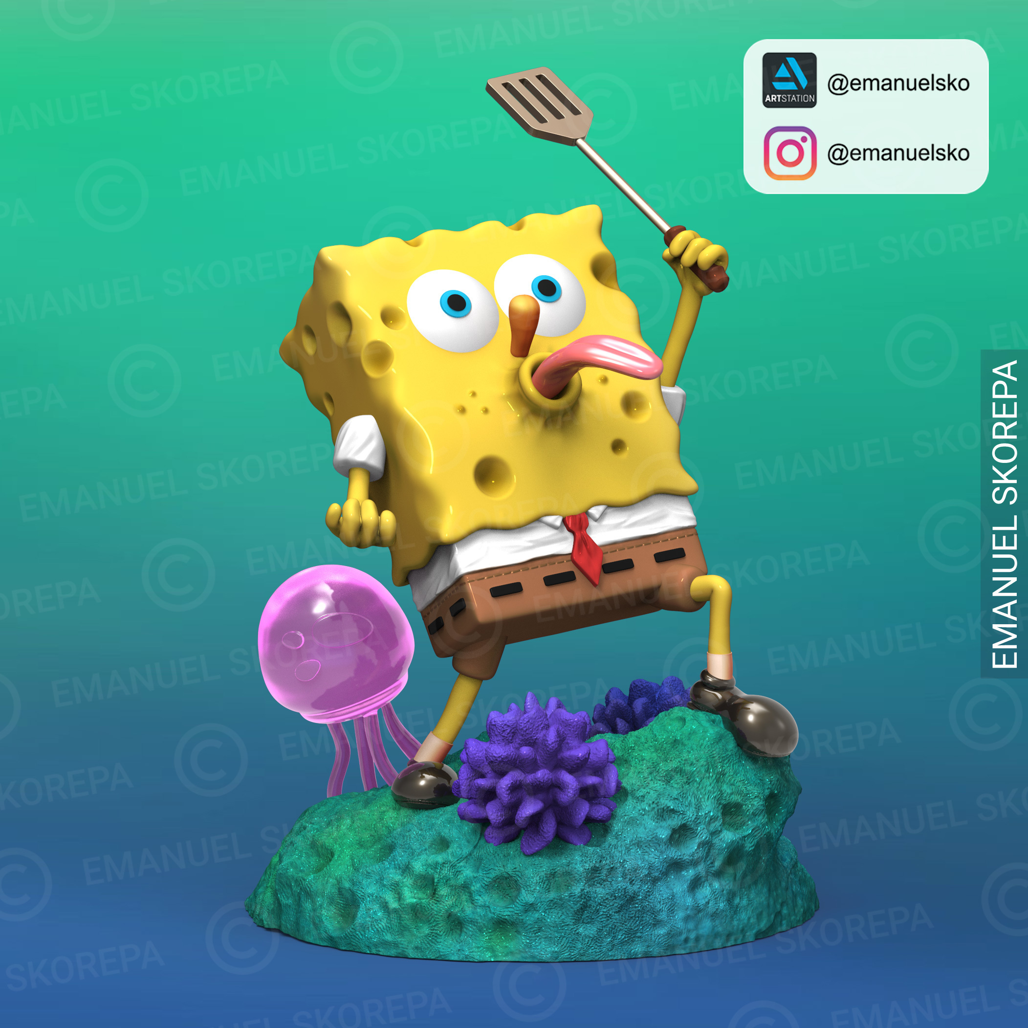 🦑 SPONGEBOB・ 3D File for ・Cults
