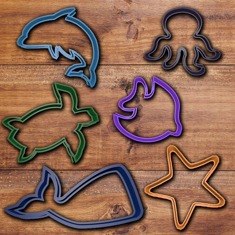 STL file Sea animals cookie cutter set. 🍪 ・3D printable model to ...