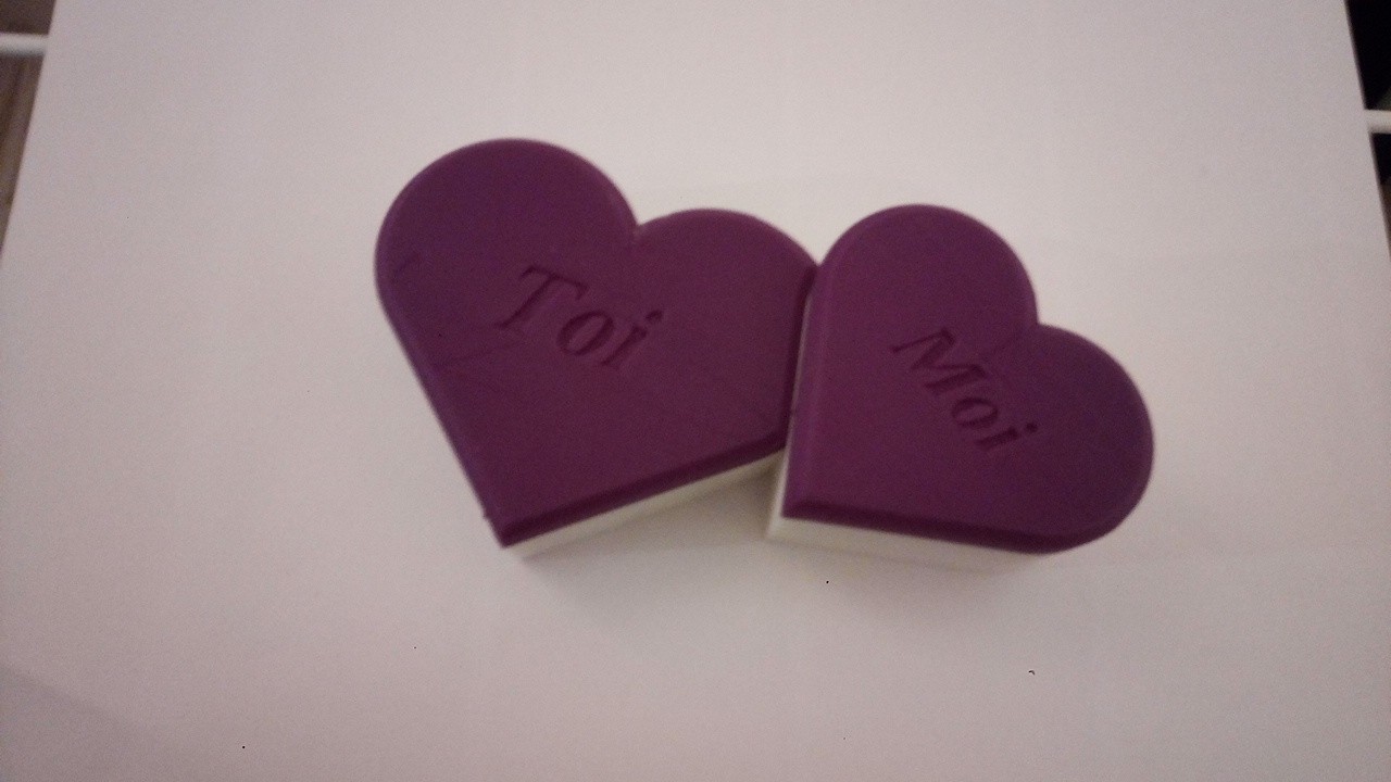 💜 Duo de corações・Arquivo STL para ・Cults