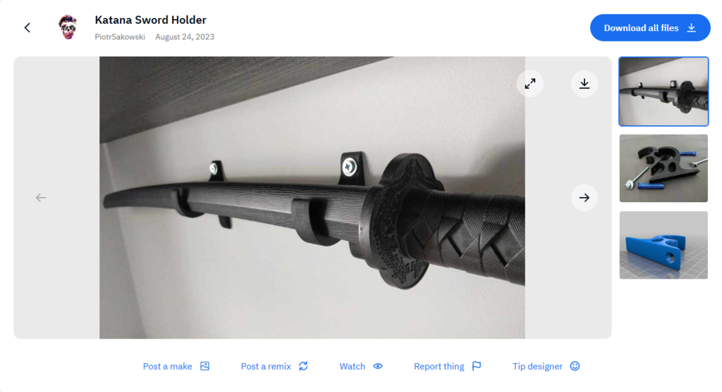 Arquivo grátis 3D Katana Sword Holder by PiotrSakowski Except with ...