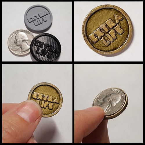 🪙 Ready Player One - EXTRA LIFE Coin Cap・Free STL File for ・Cults